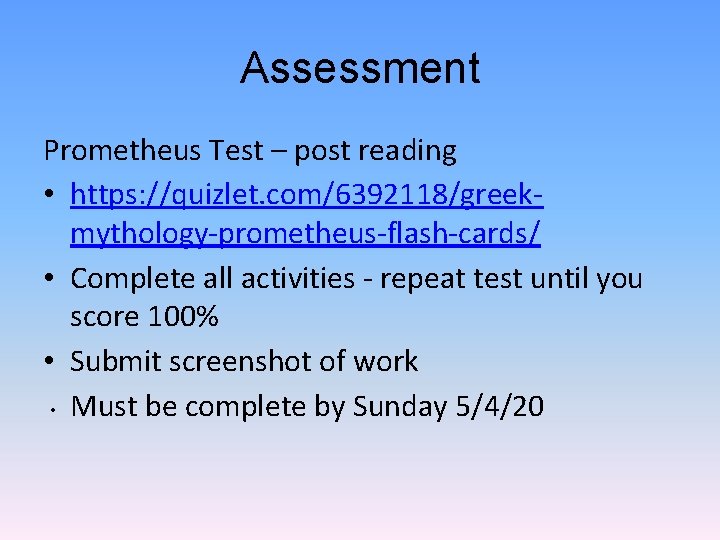 Week 2 Prometheus Greek Myth Vocabulary Assessment In