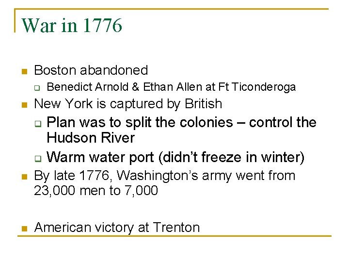 The American Revolutionary War 1775 1781 British Advantages