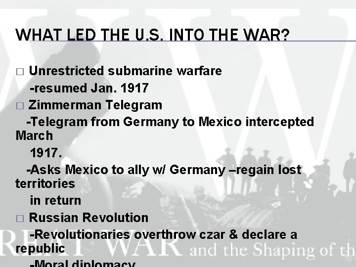 WORLD WAR I DIPLOMACY POLICIES Big Stick Diplomacy