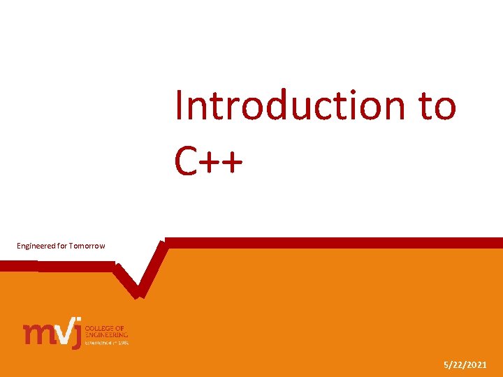 Engineered for Tomorrow Subject Name Object Oriented Programming