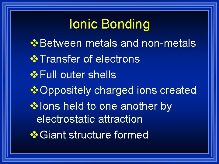 MYP Chemistry Ionic Bonding and Ionic Compounds International