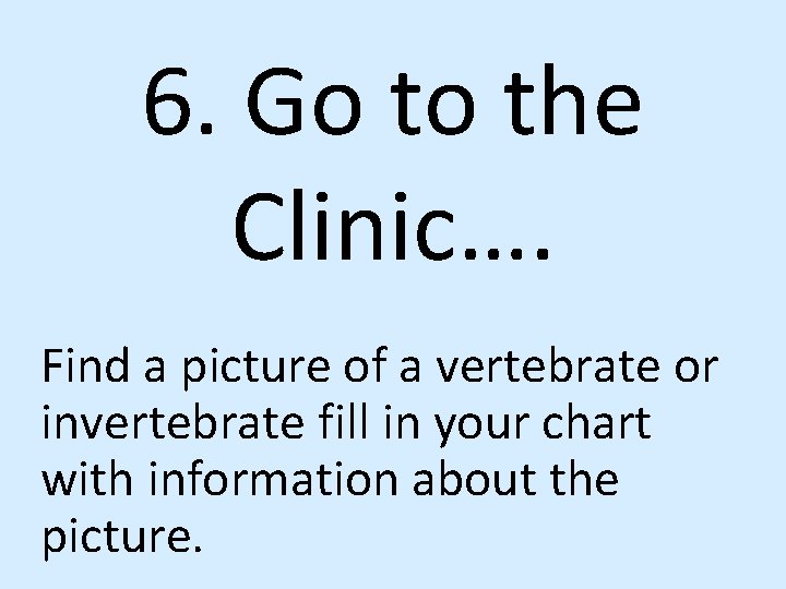 Vertebrate and Invertebrate Scavenger Hunt You will be