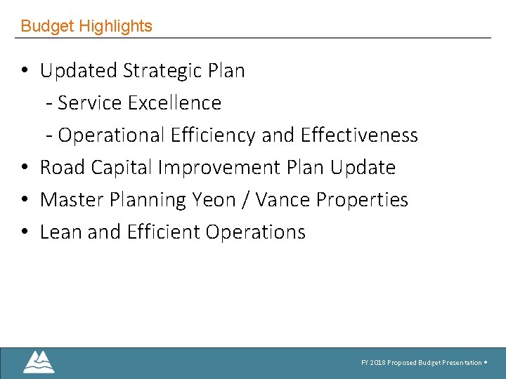 Department of Community Services FY 2018 Proposed Budget