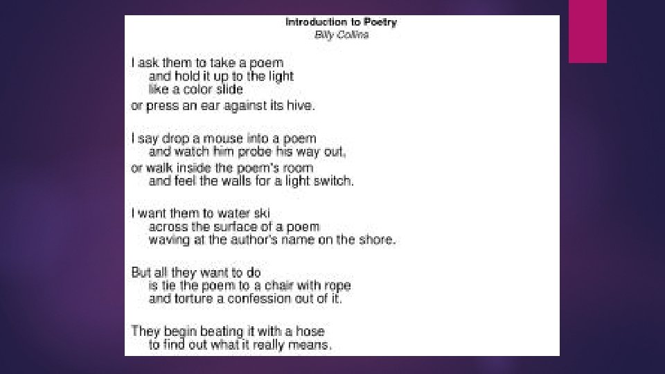 Introduction to Poetry by Billy Collins Title Before