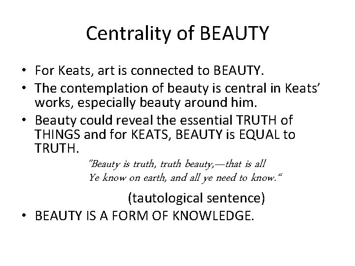 John KEATS Life Born in London in 1795