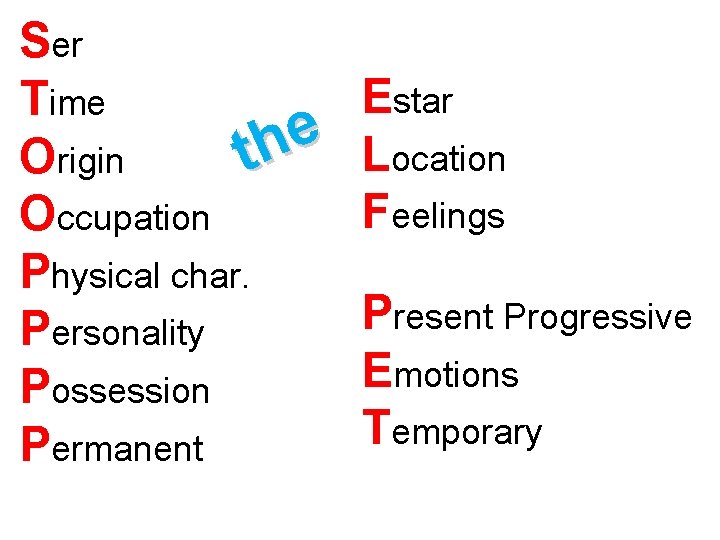 SER vs ESTAR To be SER vs ESTAR