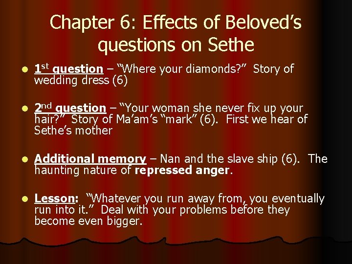 Beloved Chapters 4 9 Discussion Characters Chronology History