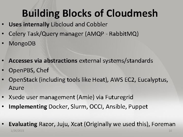Cloudmesh Software Defined Distributed Systems as a Service