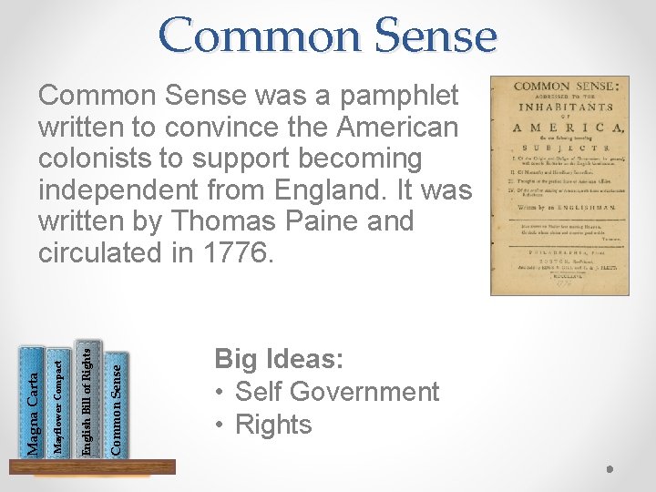 Common Sense English Bill of Rights Mayflower Compact