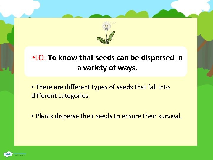 Seed Dispersal A task setting Powerpoint Pack about
