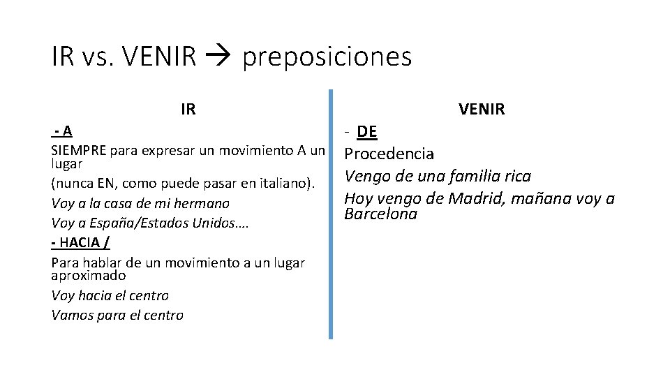 IR LLEVAR VENIR TRAER CONTRASTE DE VERBOS IR