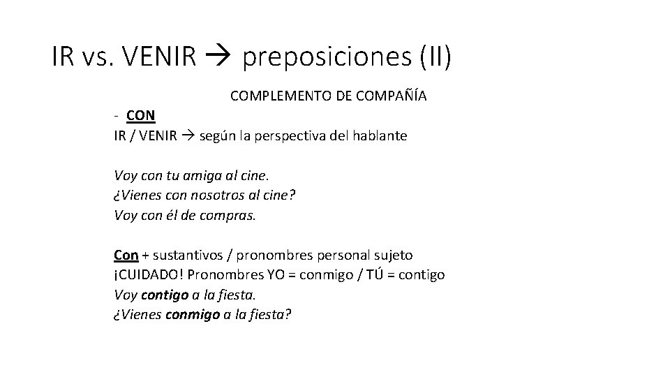 IR LLEVAR VENIR TRAER CONTRASTE DE VERBOS IR