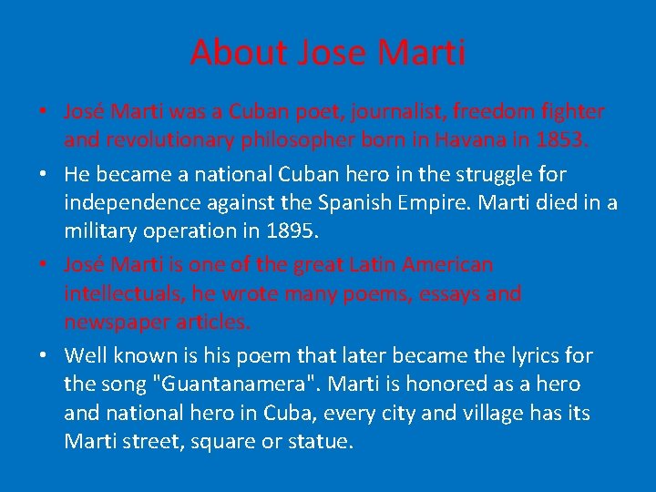 El Nacimiento De Jose Marti HOLA Created By