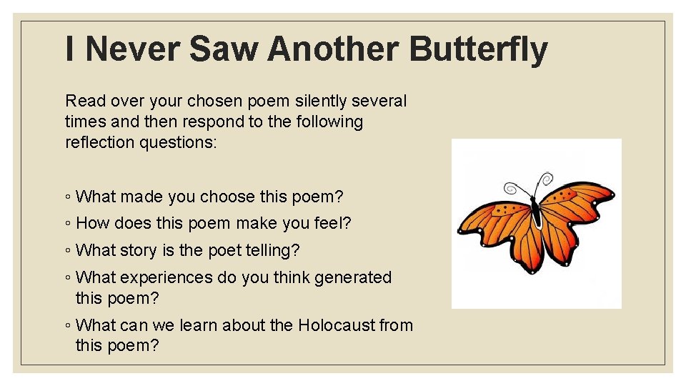 I NEVER SAW ANOTHER BUTTERFLY I Never Saw