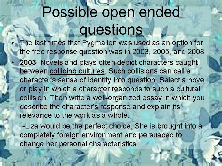 Pygmalion By George Bernard Shaw Power Point by