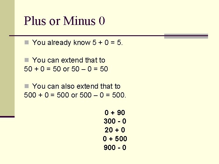 Mental Math Strand B Number Sense Grade Three