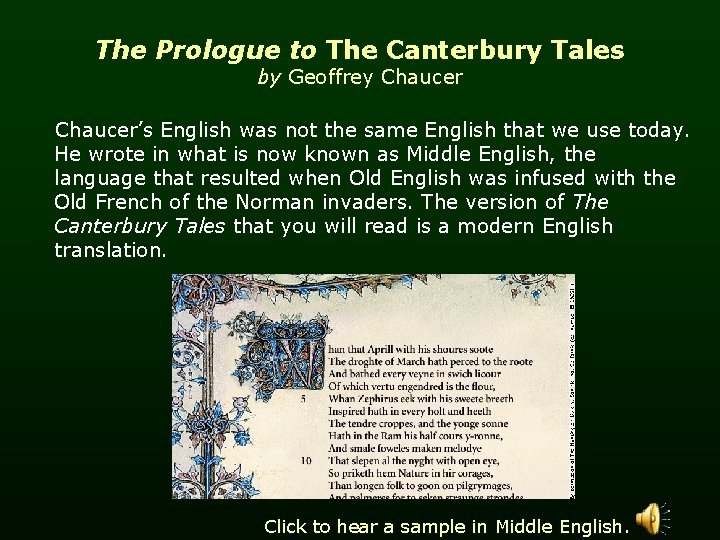 The Prologue to The Canterbury Tales by Geoffrey