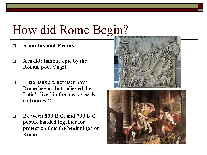 Romes Beginnings Chapter 8 Section 2 The Origins