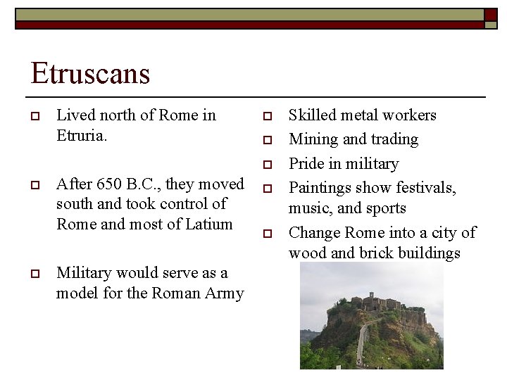 Romes Beginnings Chapter 8 Section 2 The Origins