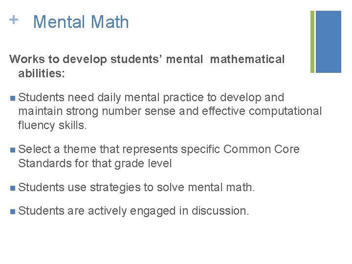 Math Review Mental Math Problem Solving Conceptual Understanding