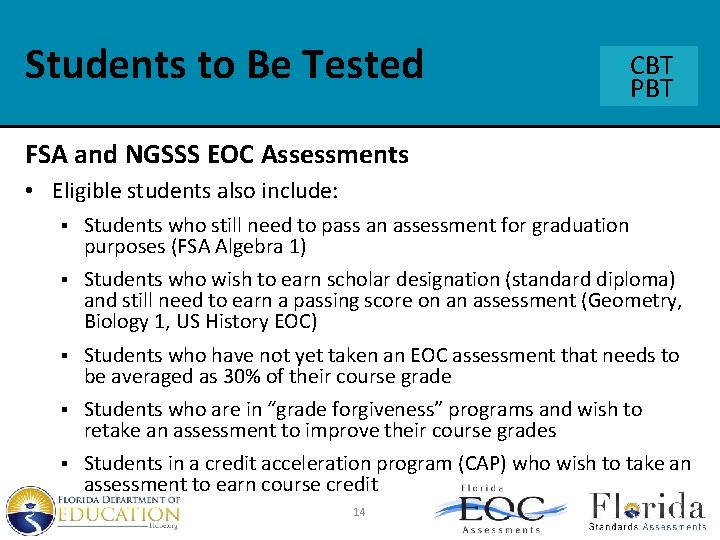 Summer 2019 ComputerBased Testing Training Materials Florida Standards