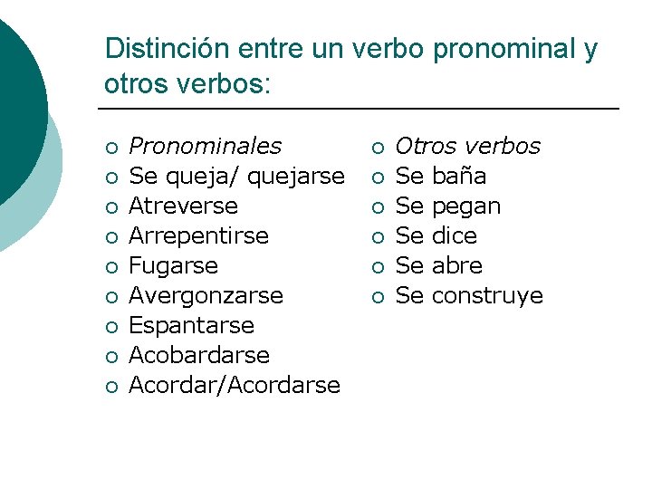 Tipos del se 1 Se Objeto indirecto Se