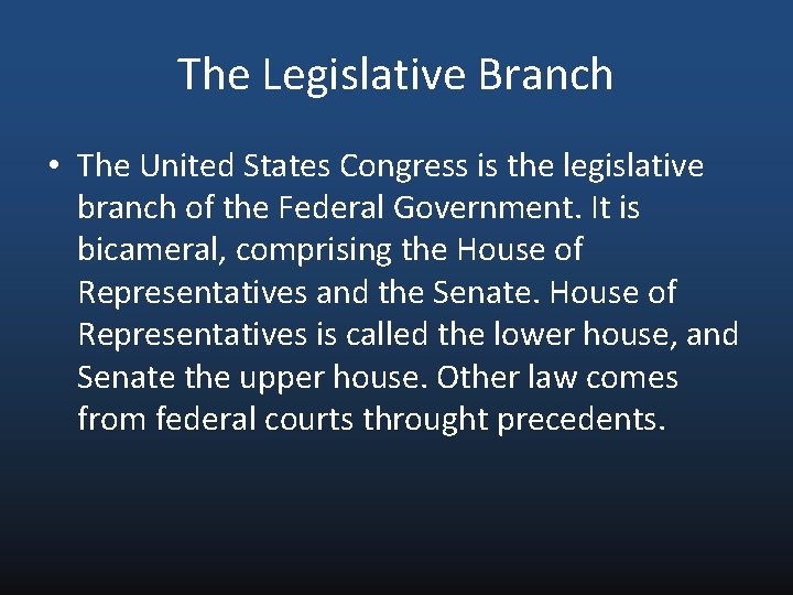 Legislation system in the USA Jan Groborz Vocabulary