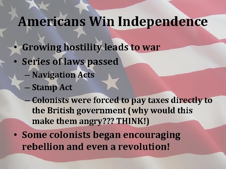 The American Revolution The Birth of a Republic