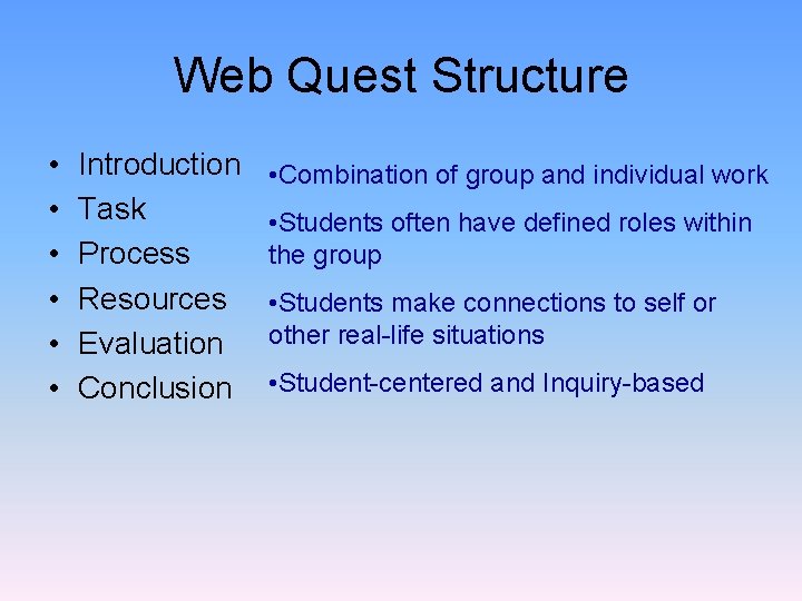 Web Quest Your Next Student Project Create a