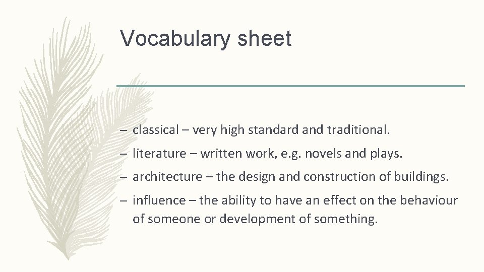 History Topic Ancient Greece Vocabulary sheet classical literature