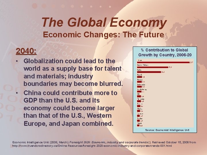 THE GLOBAL ECONOMY Changes Trends and Challenges for