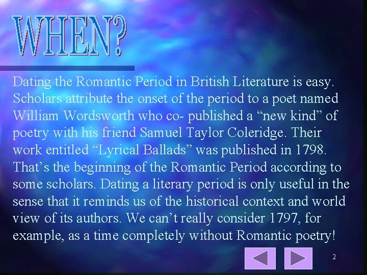 In British Lit The Romantic Period in British