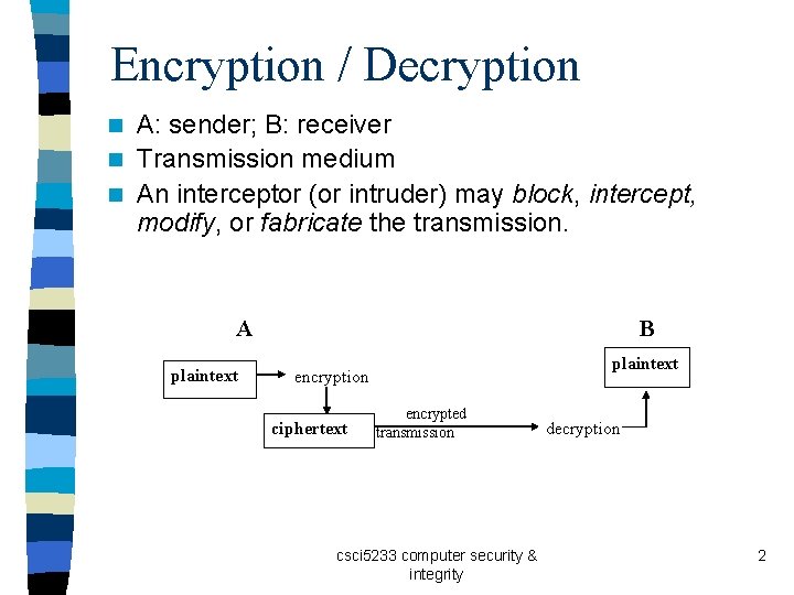 Chapter 2 Basic Encryption and Decryption csci 5233