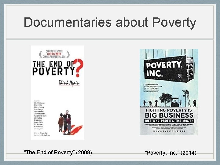 Introduction to World Poverty Some Songs about Poverty