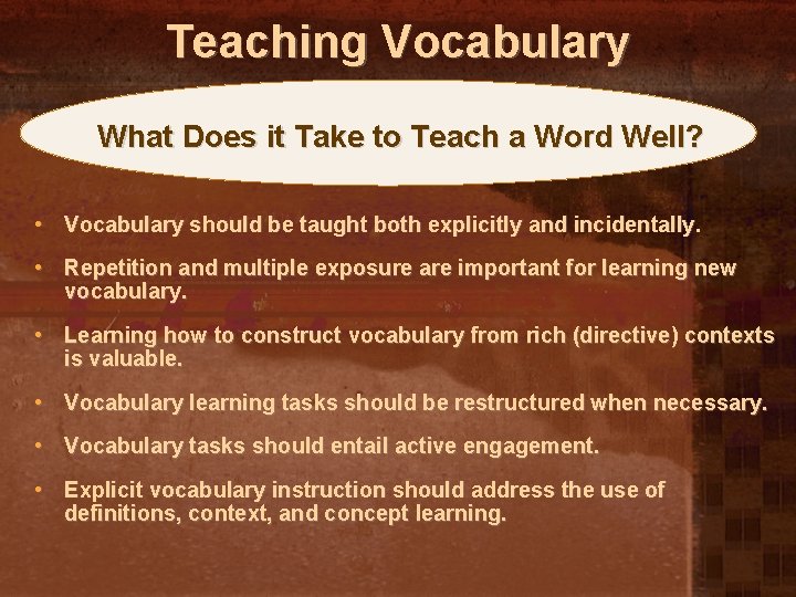 Teaching Vocabulary and Comprehension Evidencebased Practices ...