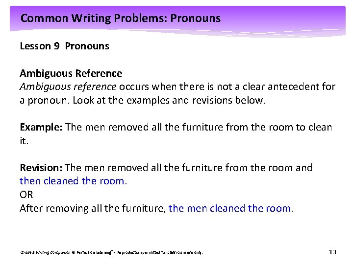 Common Writing Problems Pronouns Lesson 9 Pronouns A