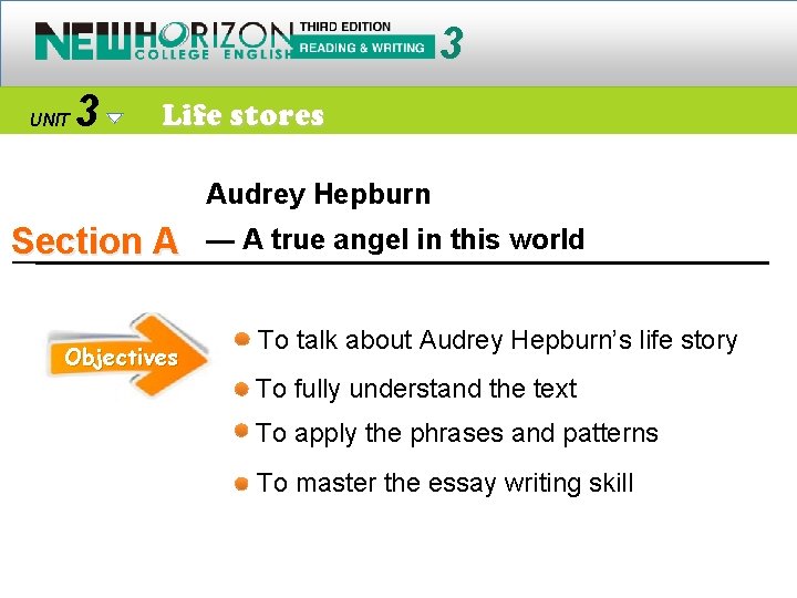 3 Unit 3 Section A Audrey Hepburn A