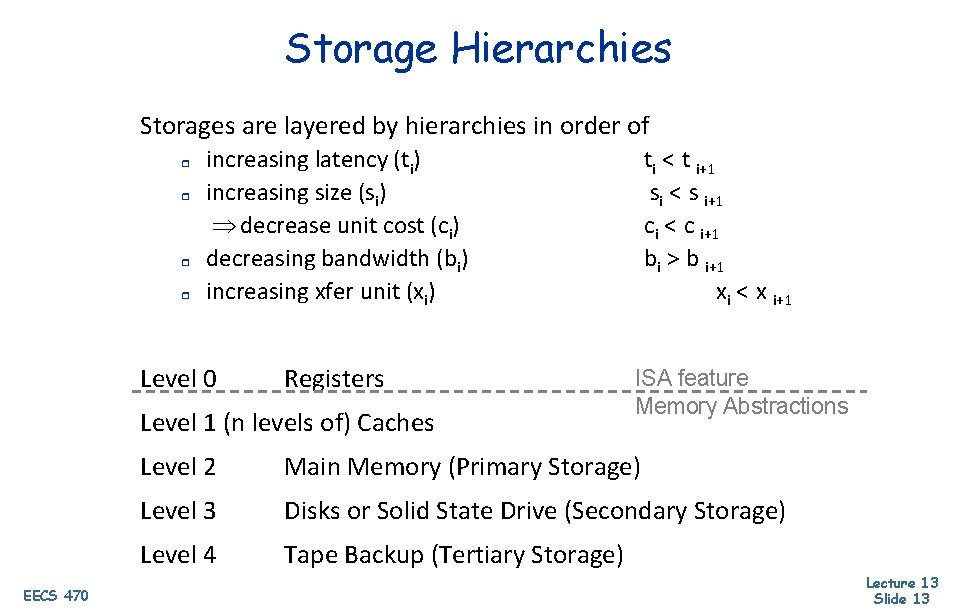 EECS 470 Lecture 13 Basic Caches Winter 2021