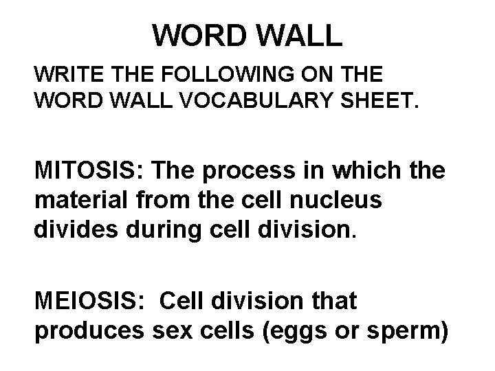 WORD WALL ANALYZE Break it down into parts