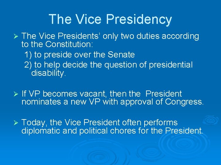 Unit 3 The Presidency Job Description What are