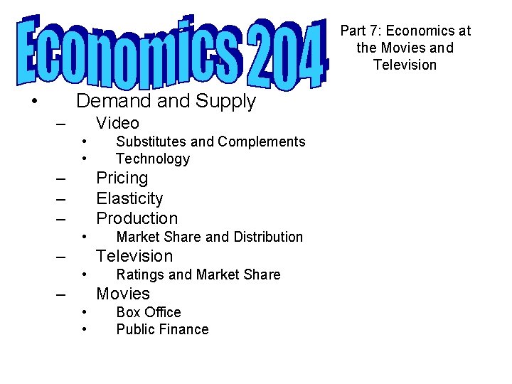 Course Outline Part 1 General Economic Theory Basic