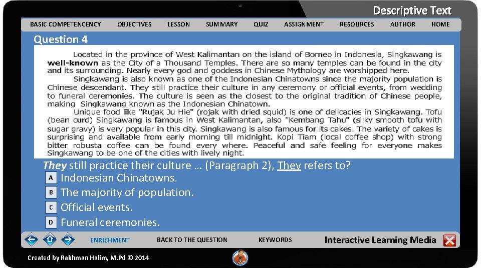 BASIC COMPETENCENCY OBJECTIVES LESSON SUMMARY QUIZ ASSIGNMENT RESOURCES