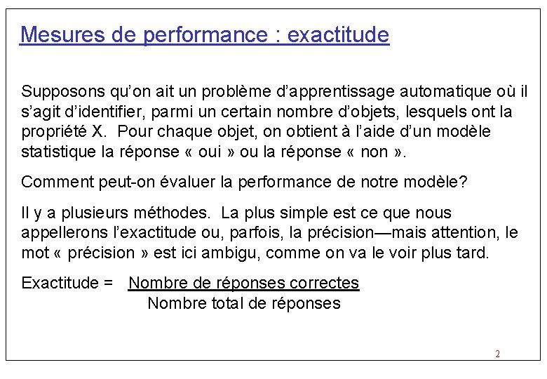 Mesures de performance Classification des verbes Merlo et