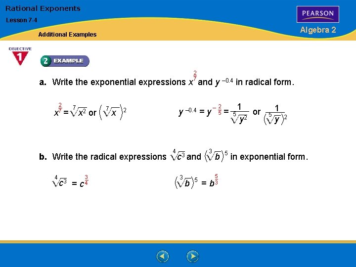 Rational Exponents Lesson 7 4 Bellwork Algebra 2