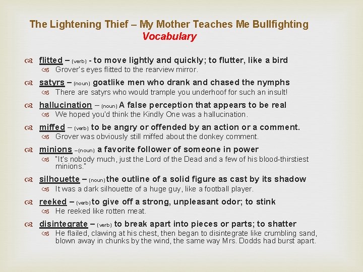 The Lightening Thief My Mother Teaches Me Bullfighting
