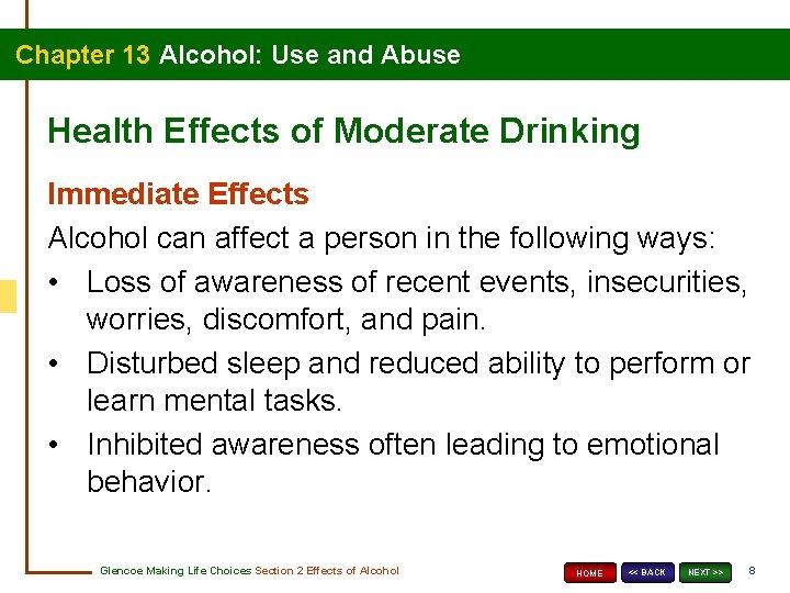 Chapter 13 Alcohol Use and Abuse Content Vocabulary