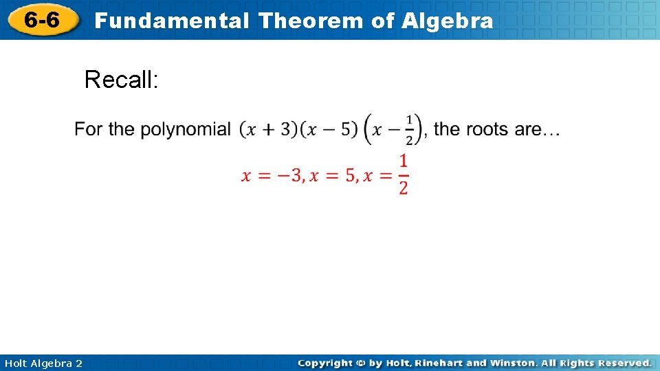 6 6 Fundamental Theorem of Algebra Warm Up