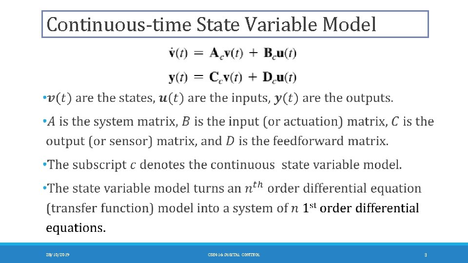 CSE 416 DIGITAL CONTROL Lecture 05 State Variable