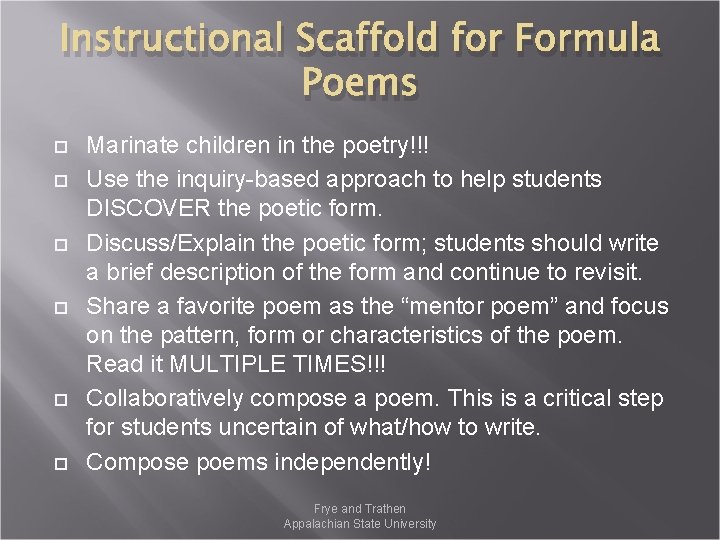 GOT POETRY Dr Beth M Frye Appalachian State