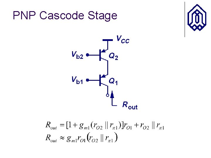 Cascode Stage OUTLINE l Review of BJT Amplifiers
